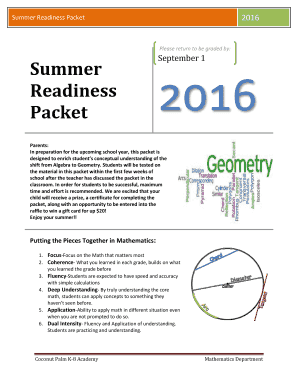 Fillable Online Summer Readiness Packet Fax Email Print - pdfFiller