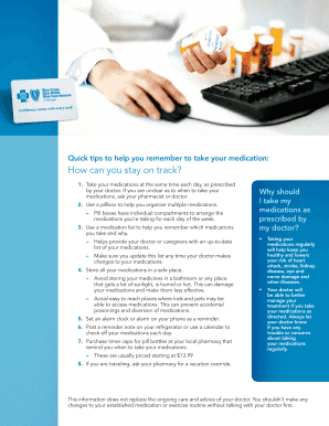 Fillable Online Quick tips to help you remember to take your medication ...