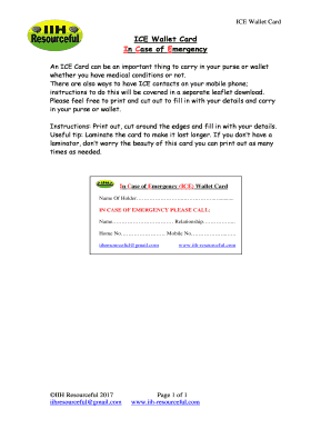 Fillable Online ICE Wallet Card Fax Email Print - pdfFiller