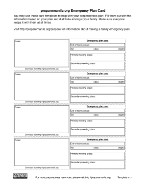 Fillable Online org Emergency Plan Card Fax Email Print - pdfFiller