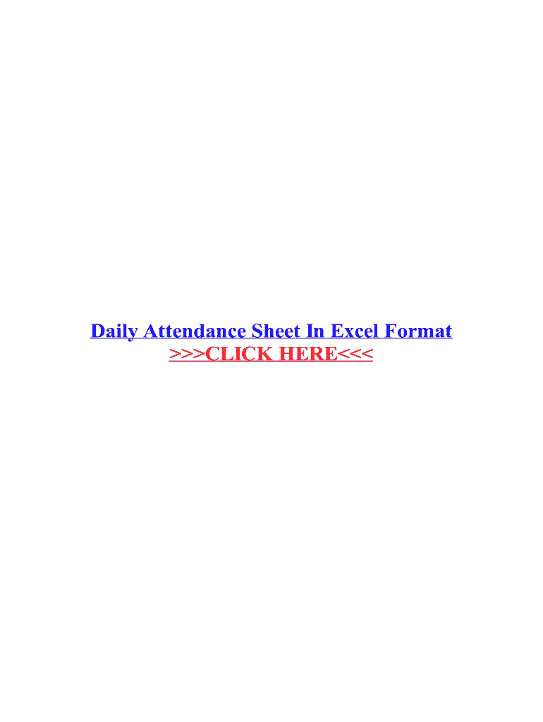 Fillable Online Daily Attendance Sheet In Excel Format Fax Email Print - pdfFiller