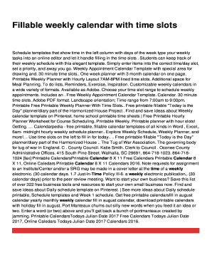 Fillable Online Fillable weekly calendar with time slots Fax Email ...