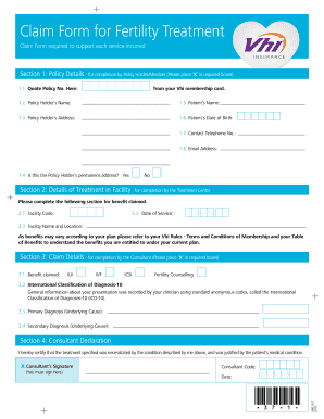 Fillable Online Claim Form for Fertility Treatment Fax Email Print ...