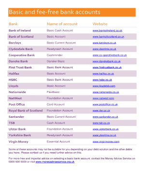 Fillable Online Basic and fee-free bank accounts Fax Email Print ...
