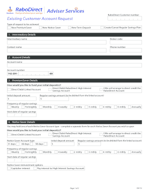 Fillable Online RaboDirect Customer number Fax Email Print - pdfFiller