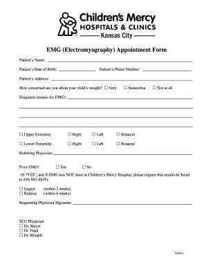 Fillable Online EMG (Electromyography) Appointment Form Fax Email Print ...