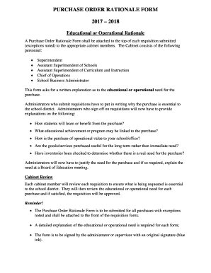 Fillable Online PURCHASE ORDER RATIONALE FORM Fax Email Print - pdfFiller