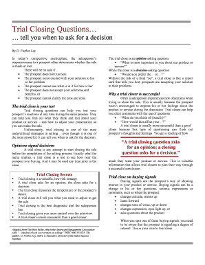 Fillable Online Trial Closing Questions Fax Email Print - pdfFiller