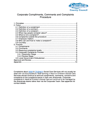 Fillable Online Corporate Compliments, Comments and Complaints Fax ...