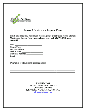 Fillable Online For all non-emergency maintenance requests, please ...