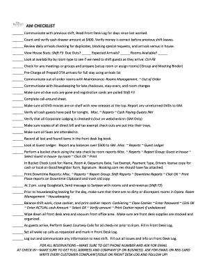 Fillable Online AM CHECKLIST Fax Email Print - pdfFiller