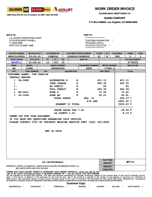 Fillable Online WORK ORDER INVOICE Fax Email Print - pdfFiller