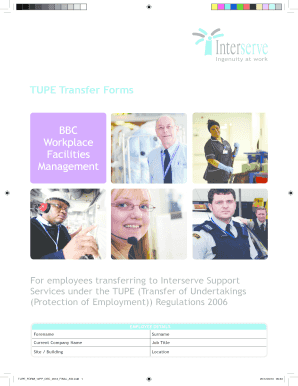 Fillable Online TUPE Transfer Forms Fax Email Print - pdfFiller