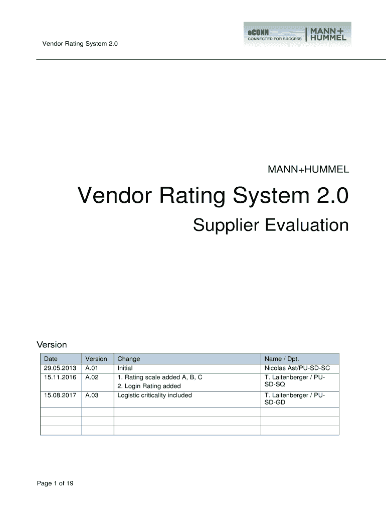 Fillable Online Vendor Rating System 2 Fax Email Print - pdfFiller