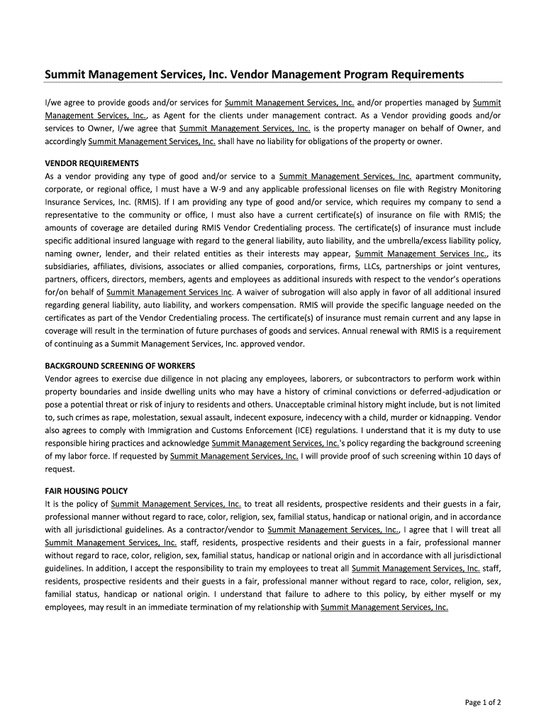 Fillable Online Summit Management Services, Inc Fax Email Print - pdfFiller