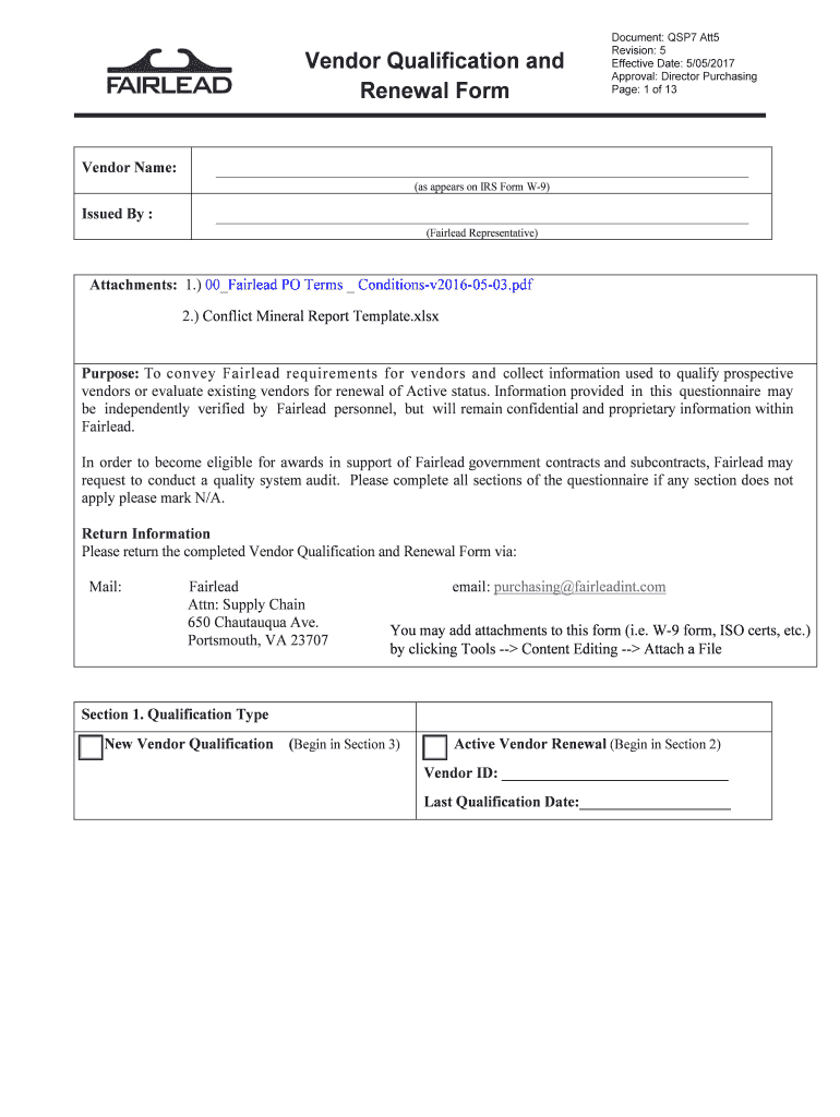 Fillable Online Vendor Qualification and Fax Email Print - pdfFiller