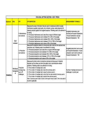 Fillable Online KRA GOAL SETTING SECTION - HOD - PRESS Fax Email Print ...
