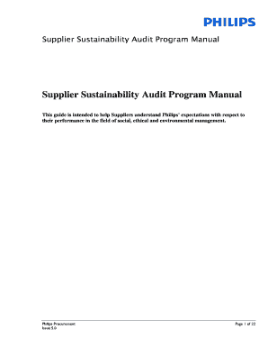 Fillable Online Supplier Sustainability Audit Program Manual Fax Email ...