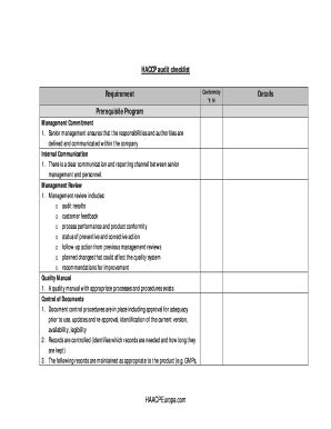 Fillable Online HACCP audit checklist Fax Email Print - pdfFiller