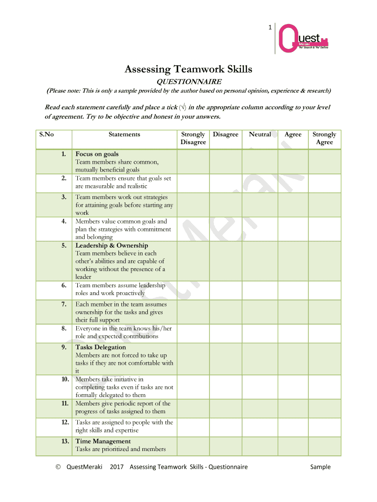 Fillable Online Assessing Teamwork Skills Fax Email Print - pdfFiller