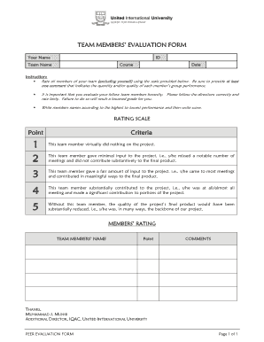 Fillable Online TEAM MEMBERS EVALUATION FORM Fax Email Print - pdfFiller