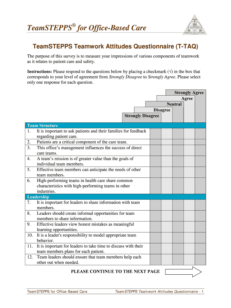 Fillable Online TeamSTEPPS for Office-Based Care Fax Email Print ...