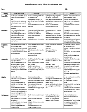 Fillable Online Student Self-Assessment: Learning Skills and Work ...