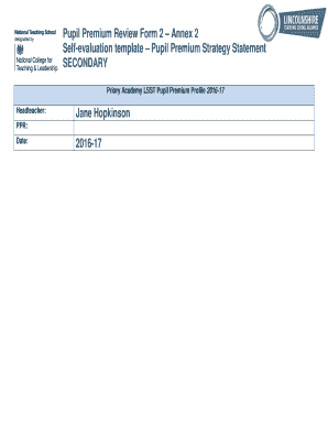 Fillable Online Self-evaluation template Pupil Premium Strategy ...
