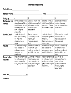 Fillable Online Oral Poetry Assessment Rubric Form - ETFO Assessment ...