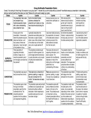 Fillable Online Group Multimedia Presentation Rubric Fax Email Print ...
