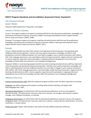 Fillable Online NAEYC Program Standards and Accreditation Assessment ...