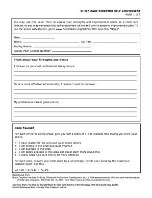 Fillable Online CHILD CARE DIRECTOR SELF-ASSESSMENT Fax Email Print ...