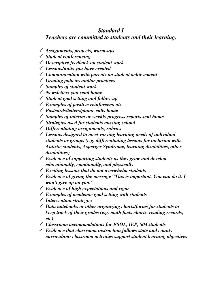 Fillable Online Teachers are committed to students and their learning ...