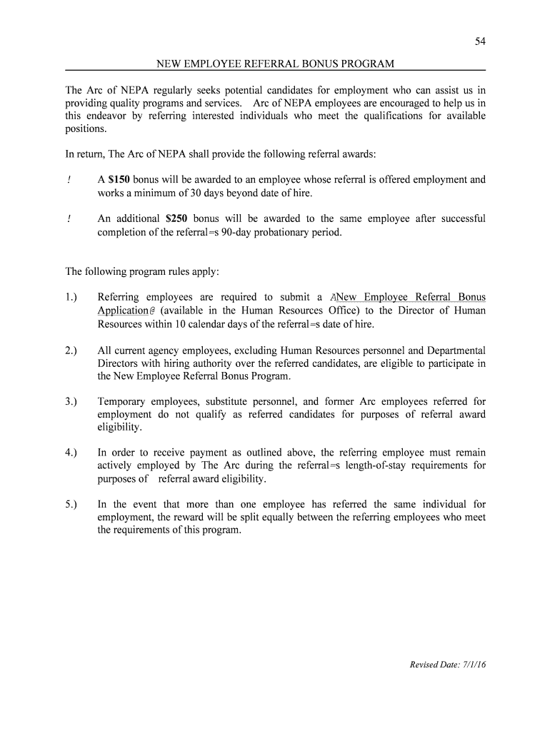 Fillable Online NEW EMPLOYEE REFERRAL BONUS PROGRAM Fax Email Print ...