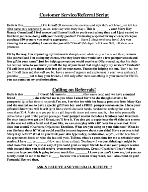 Fillable Online Customer Service/Referral Script Fax Email Print ...