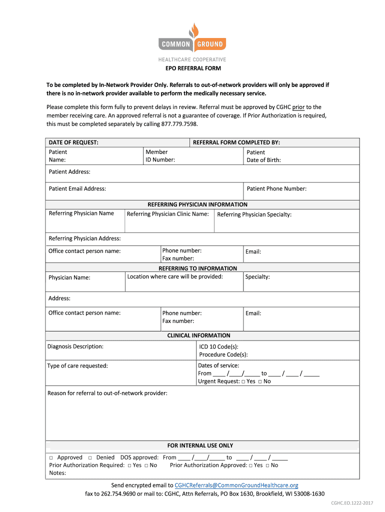 Fillable Online EPO REFERRAL FORM Fax Email Print - pdfFiller