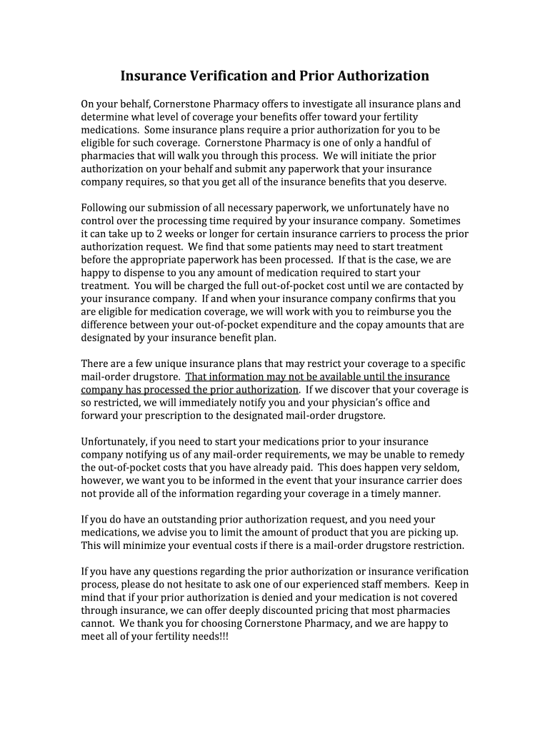 Fillable Online Insurance Verification and Prior Authorization Fax ...