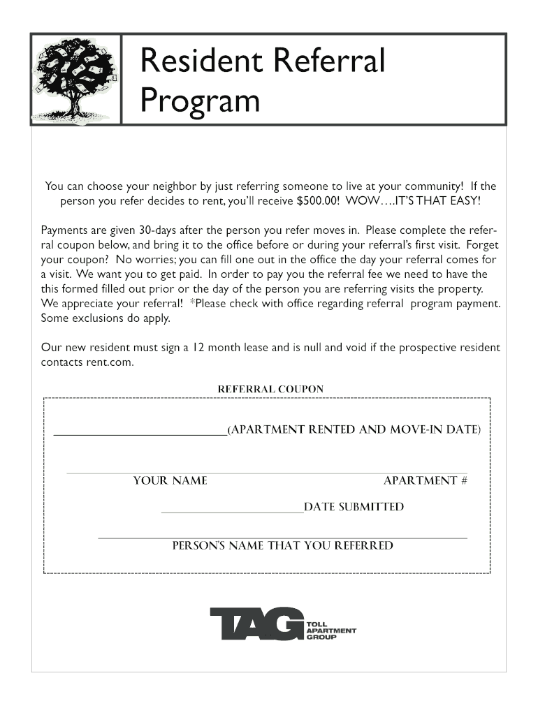 Fillable Online Resident Referral Fax Email Print - pdfFiller
