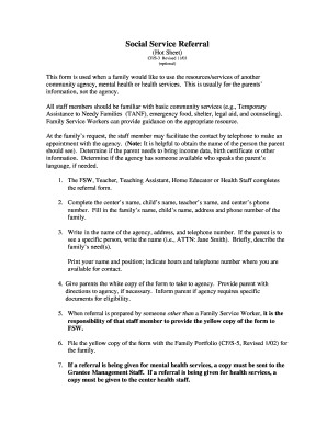 Fillable Online Social Service Referral Fax Email Print - pdfFiller