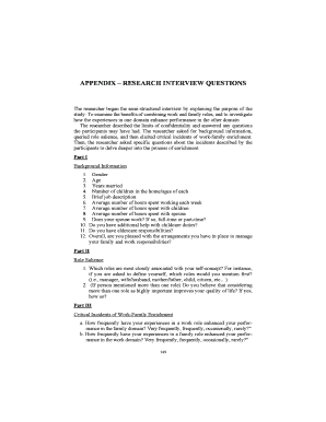 Fillable Online APPENDIX RESEARCH INTERVIEW QUESTIONS Fax Email Print ...