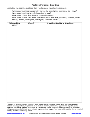 Fillable Online Positive Personal Qualities Fax Email Print - pdfFiller