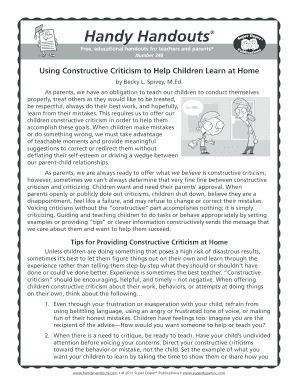 Fillable Online Using Constructive Criticism to Help Children Learn at ...