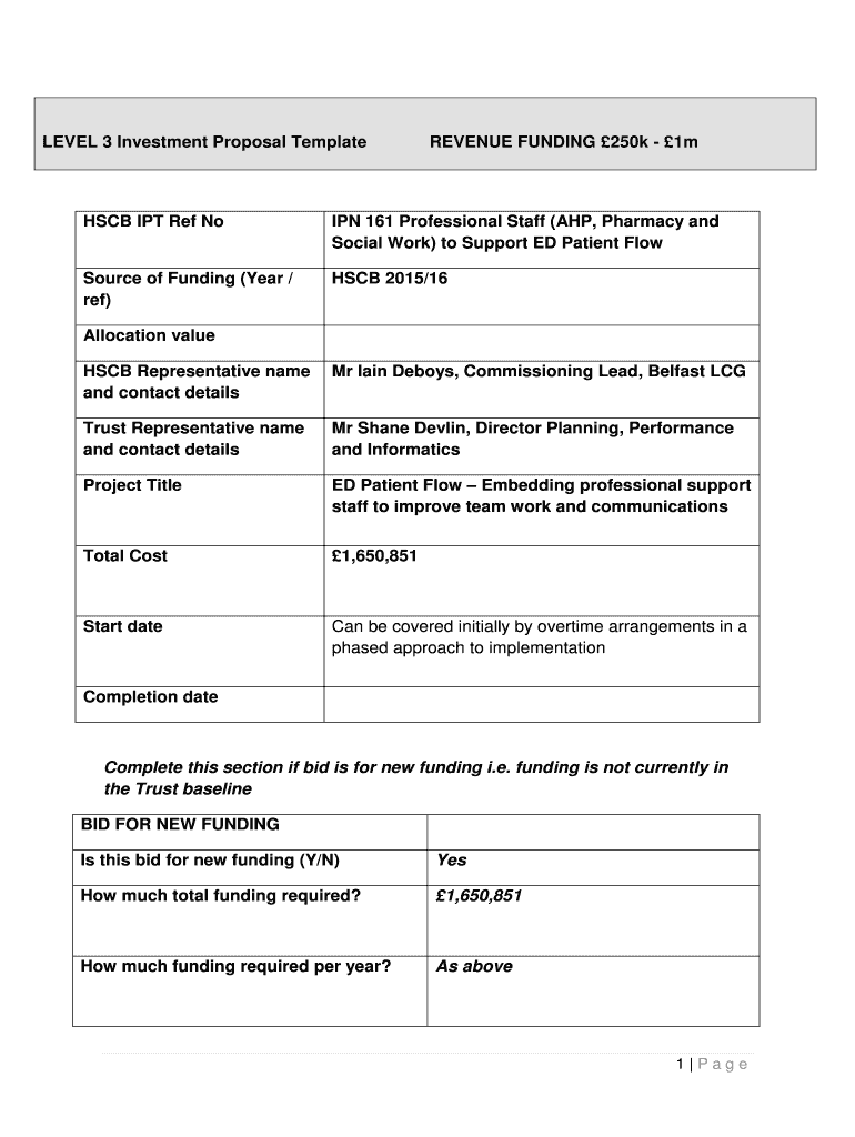 Fillable Online LEVEL 3 Investment Proposal Template Fax Email Print ...