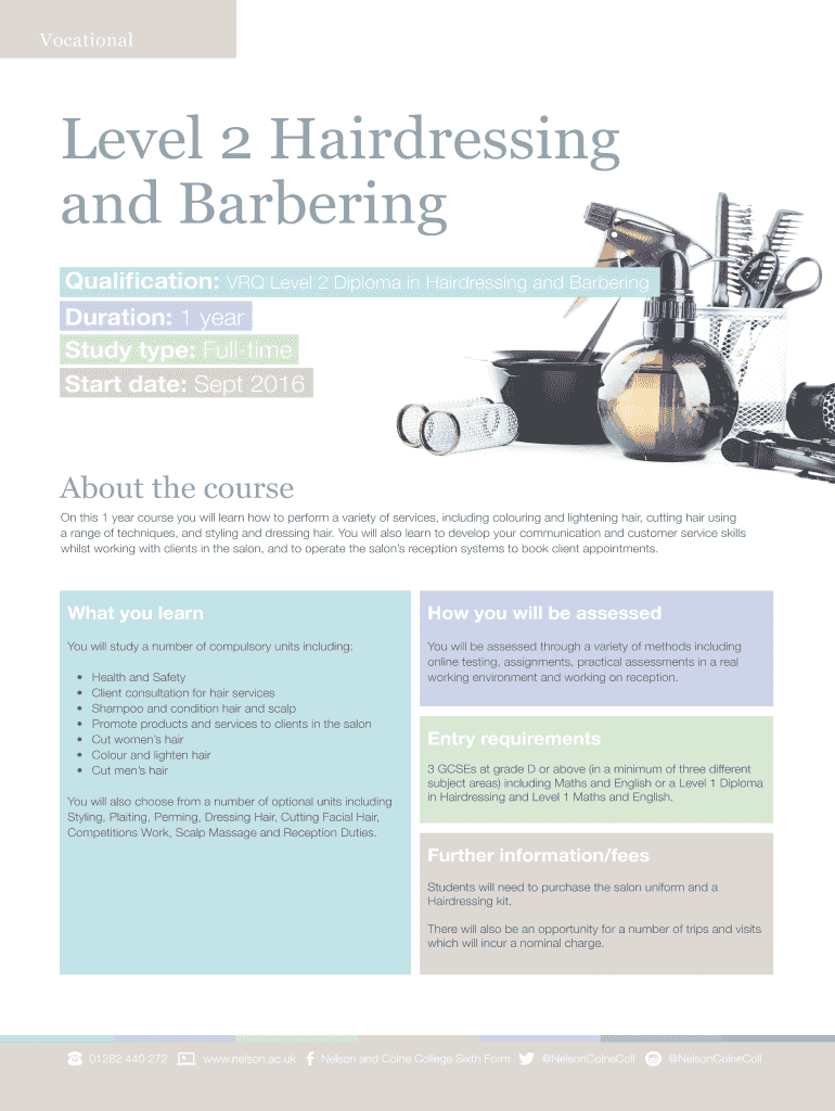Fillable Online Level 2 Hairdressing Fax Email Print - pdfFiller
