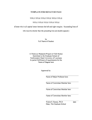 Fillable Online TEMPLATE FOR SIGNATURE PAGE Fax Email Print - pdfFiller