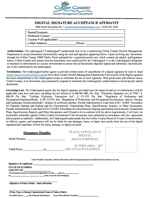 Fillable Online DIGITAL SIGNATURE ACCEPTANCE AFFIDAVIT Fax Email Print ...