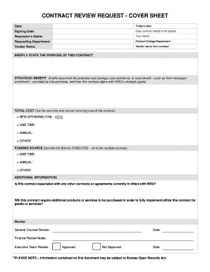 Fillable Online CONTRACT REVIEW REQUEST - COVER SHEET Fax Email Print ...
