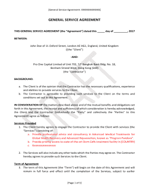 Fillable Online General Service Agreement: XXXXXXXXXXXXX Fax Email ...