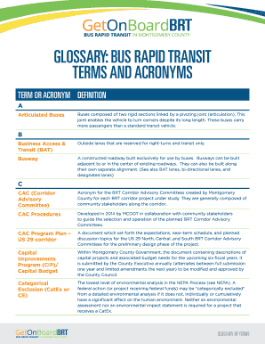 Fillable Online GLOSSARY: BUS RAPID TRANSIT Fax Email Print - pdfFiller