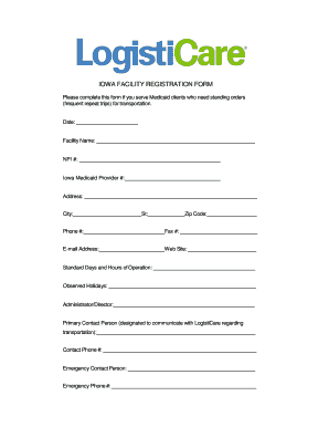 Fillable Online IOWA FACILITY REGISTRATION FORM Fax Email Print - pdfFiller